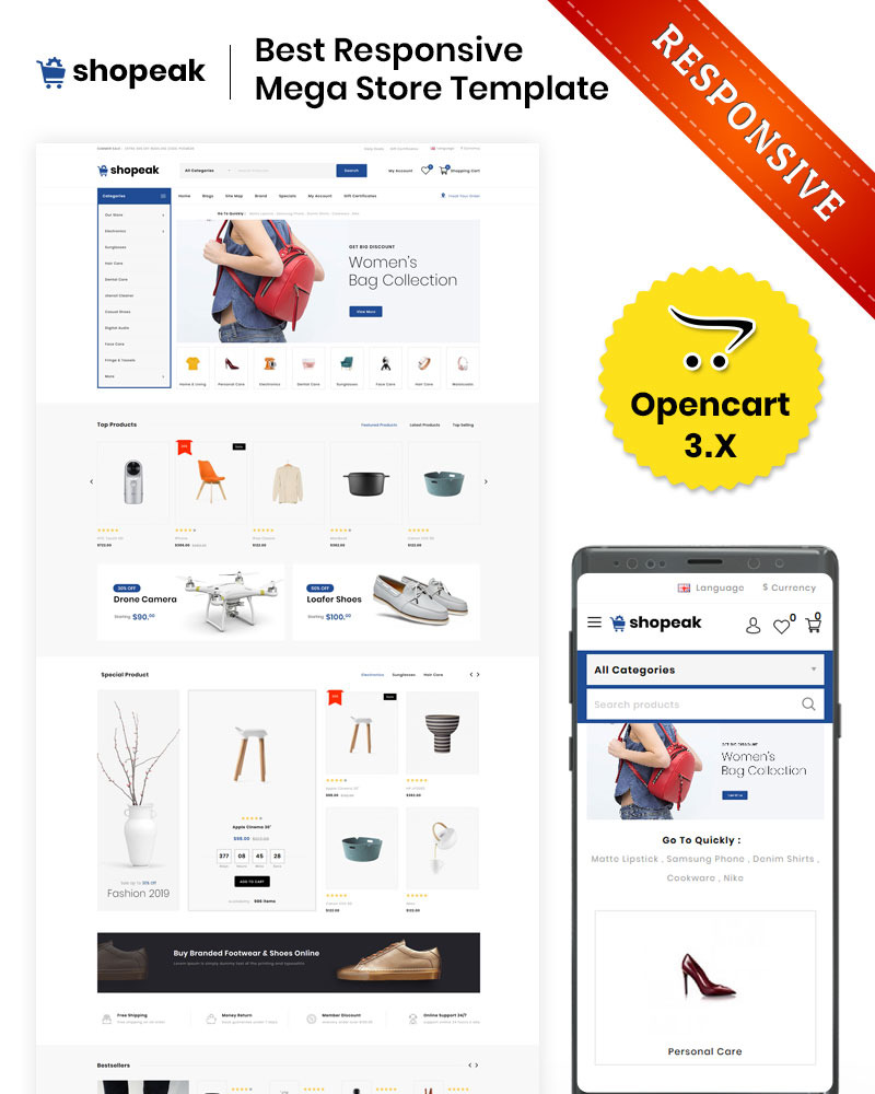 Shopeak - The Mega Store Responsive OpenCart Template