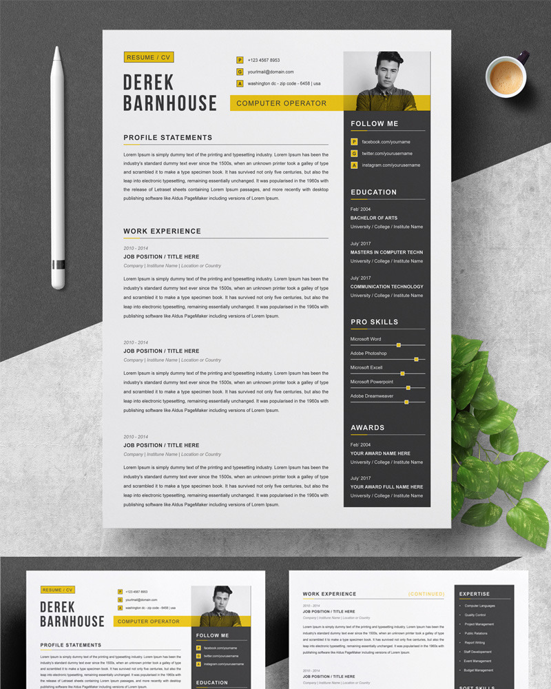 Derek Resume Template #83250 - TemplateMonster