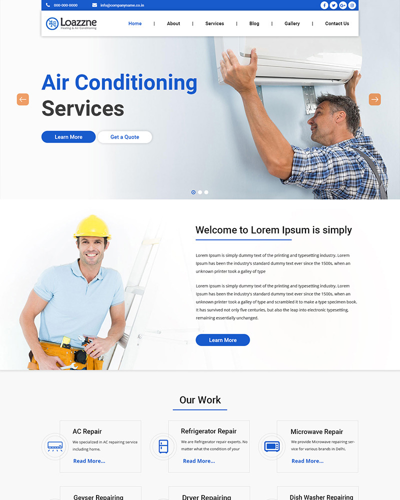 Loazzne - AC Services PSD Template #83453 - TemplateMonster