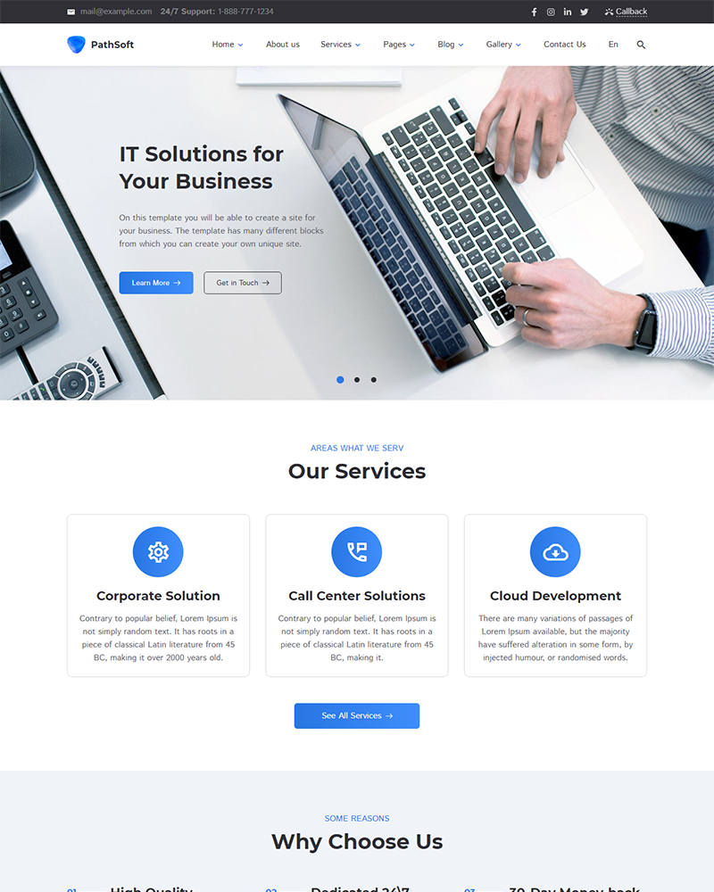 PathSoft - IT Solution for Your Business Services Website Template #83414