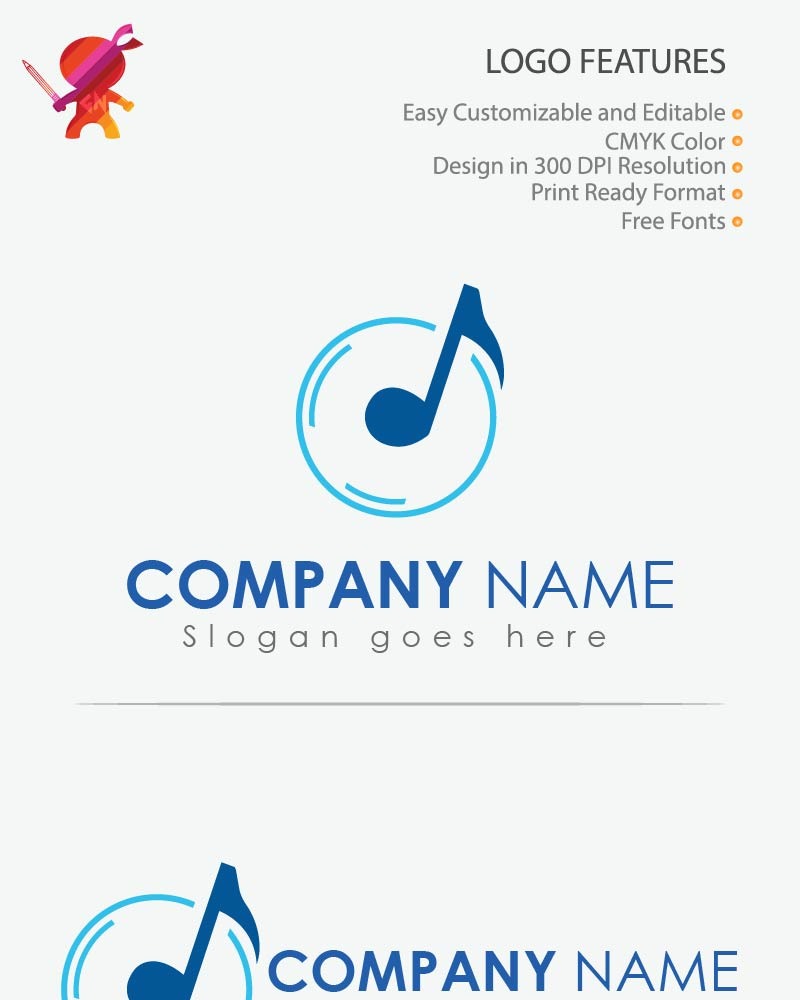 Blue Color Creative Music Logo Template - TemplateMonster