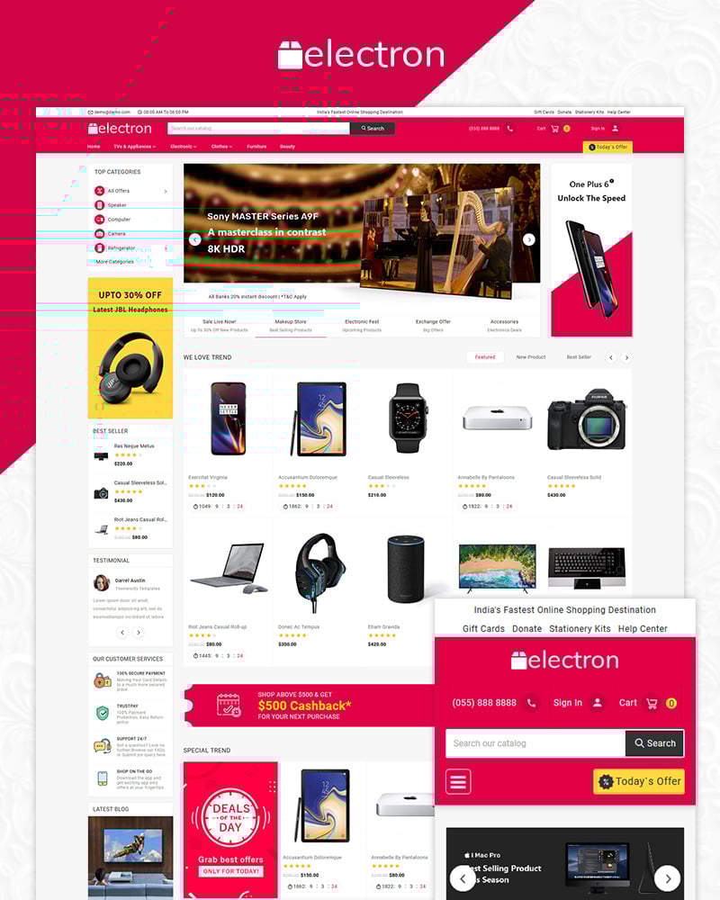 Electron Electronic OpenCart Template - TemplateMonster