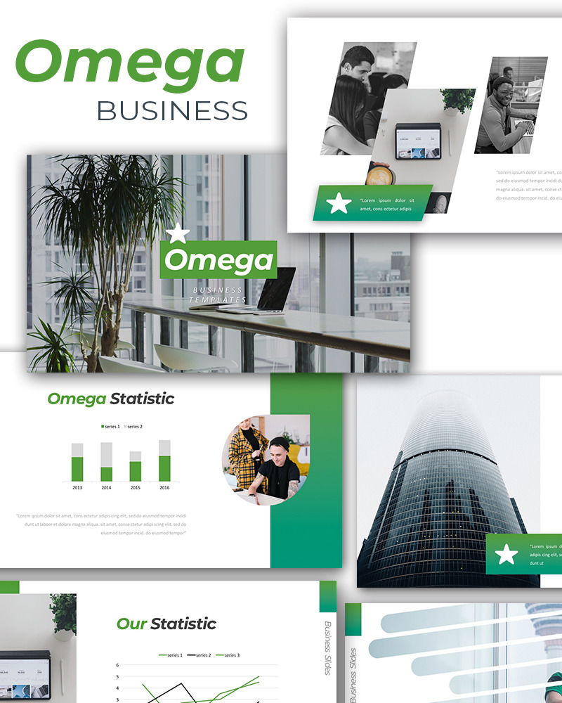 Omega Business PowerPoint template #83778 - TemplateMonster