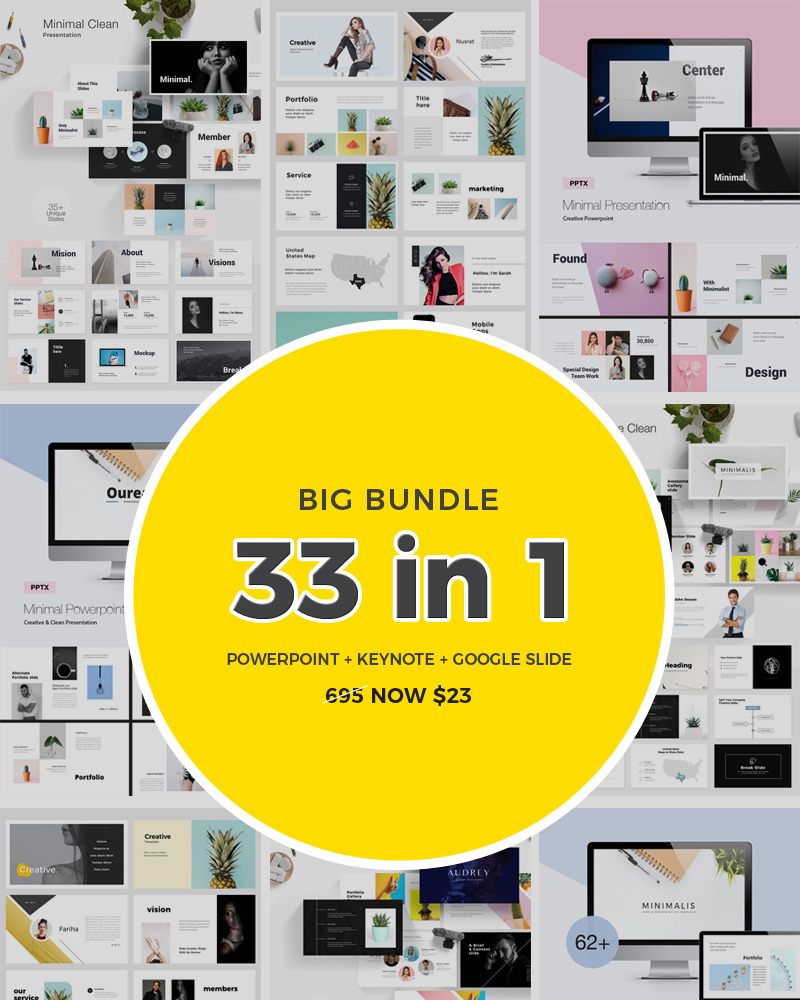 33 Presentation Powerpoint Keynote Google Slides Bundle PowerPoint template