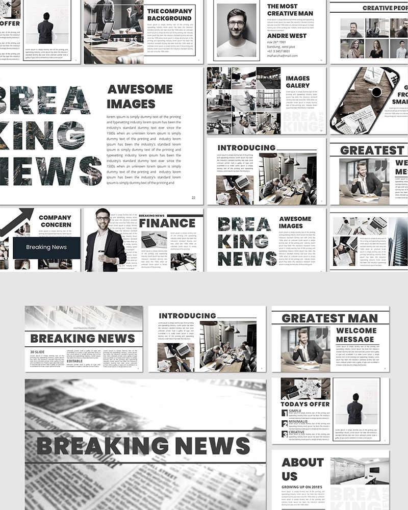 Breaking News - PowerPoint template #83846 - TemplateMonster