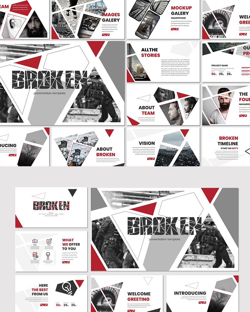 Broken - PowerPoint template #83840 - TemplateMonster