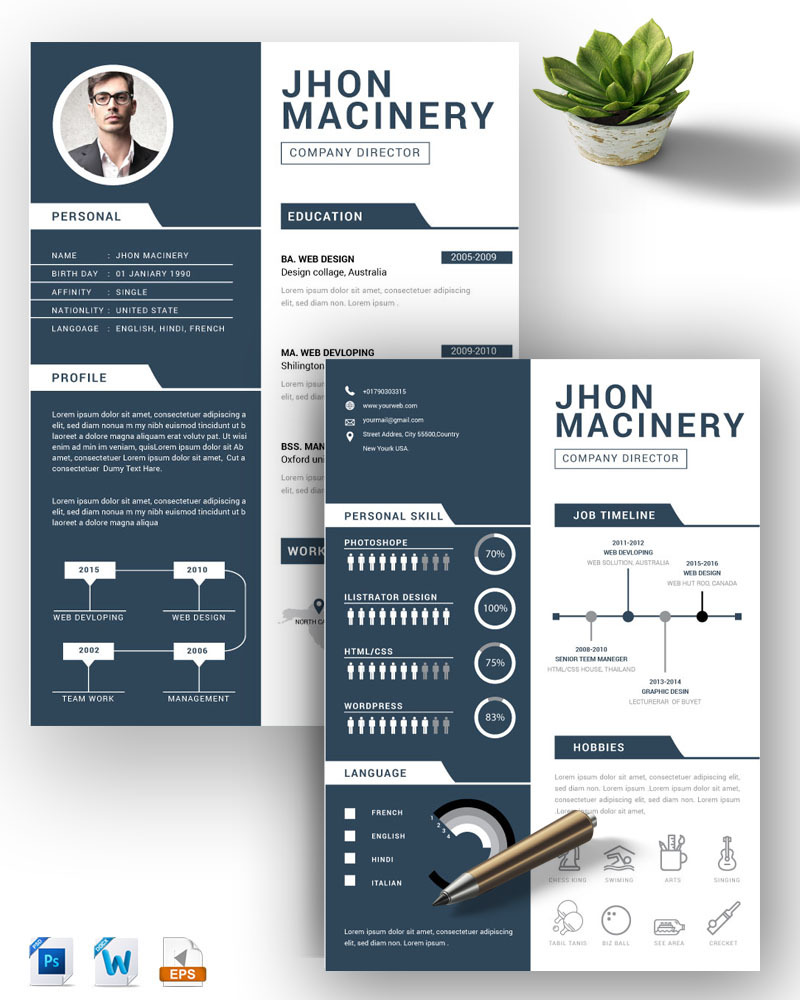 Jhon Resume Template #83988 - TemplateMonster
