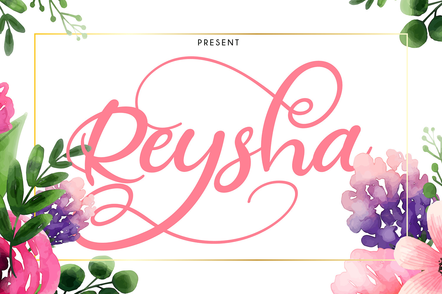 Reysha | Flower Cursive Font #83992 - TemplateMonster