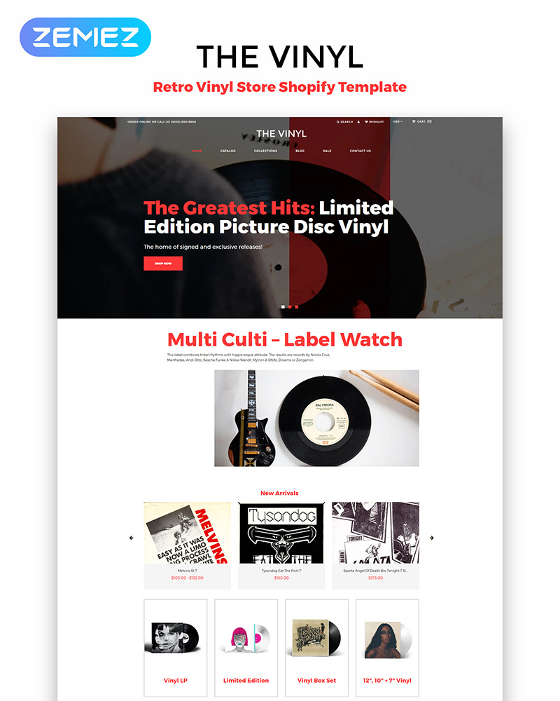The Vinyl - Music Store eCommerce Creative Shopify Theme