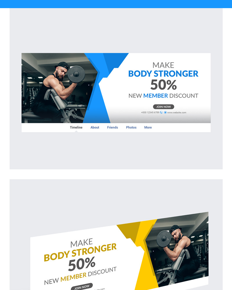 Fitness Gym Facebook Banner Social Media Template