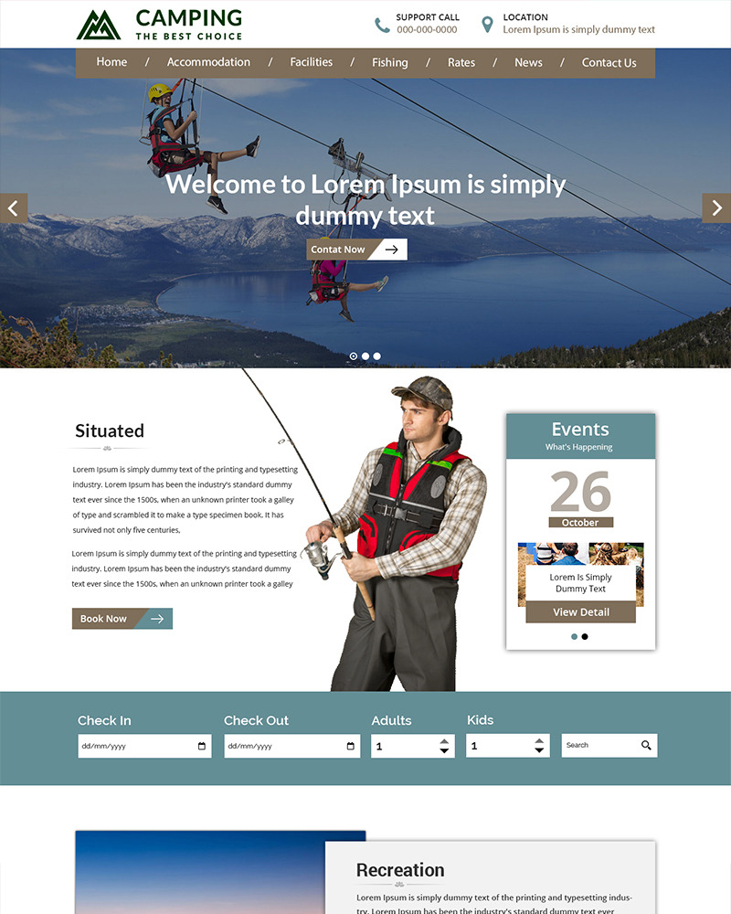 Camping - Camping PSD Template #84121 - TemplateMonster