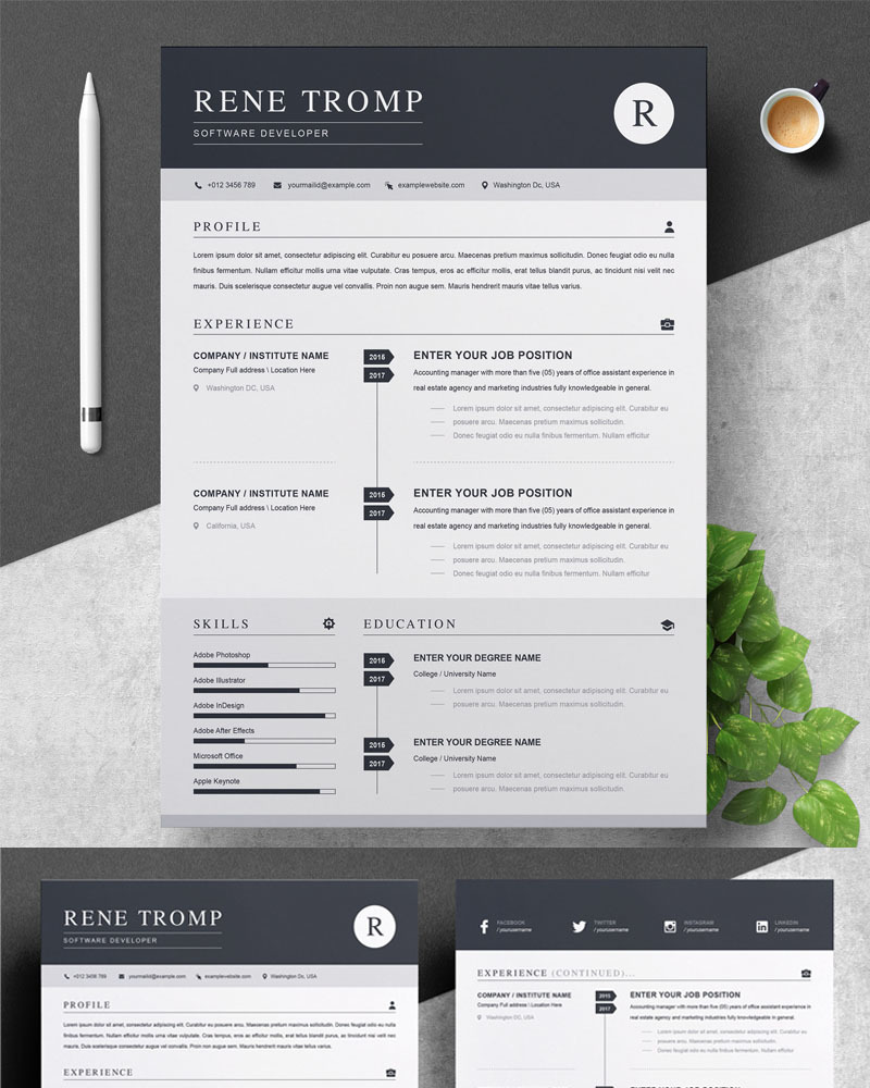 Rene Tromp Resume Template #84437 - TemplateMonster