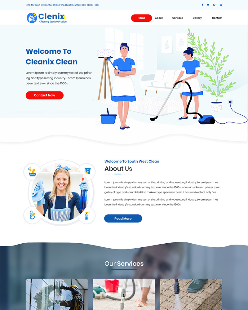 Cleanix - Cleaning Company PSD Template - TemplateMonster