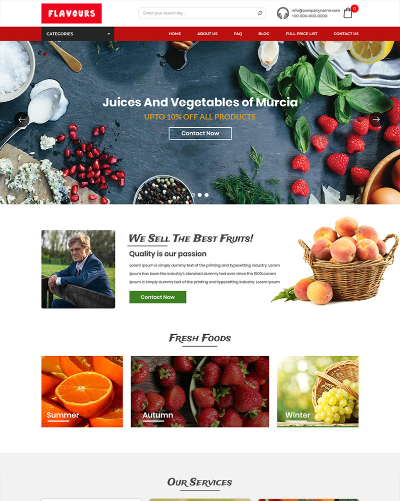 Flavours - Fruit Store PSD Template #84598 - TemplateMonster