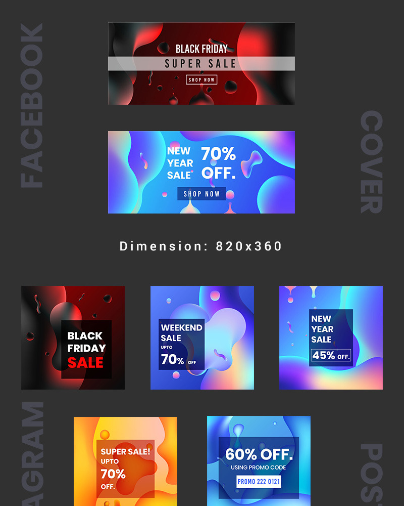 Liquid Facebook Cover And Instagram Post Social Media Template