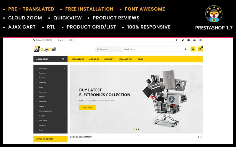 Buymall Multipurpose Store PrestaShop Theme - TemplateMonster