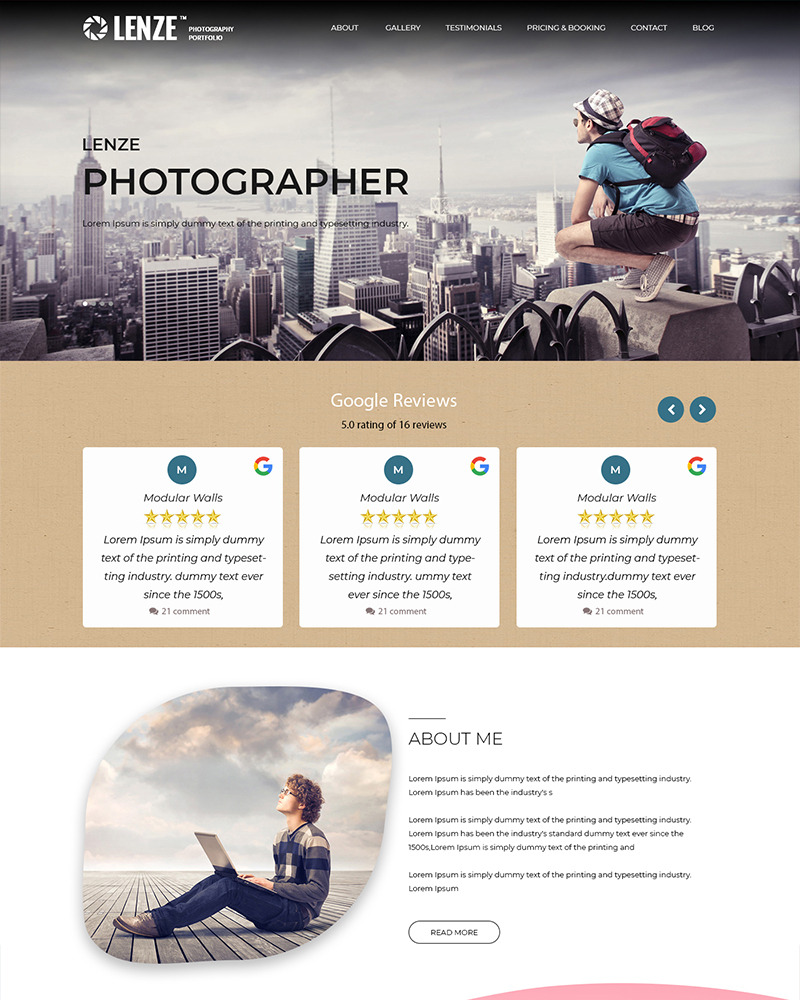 Lenze - Photography Studio PSD Template - TemplateMonster