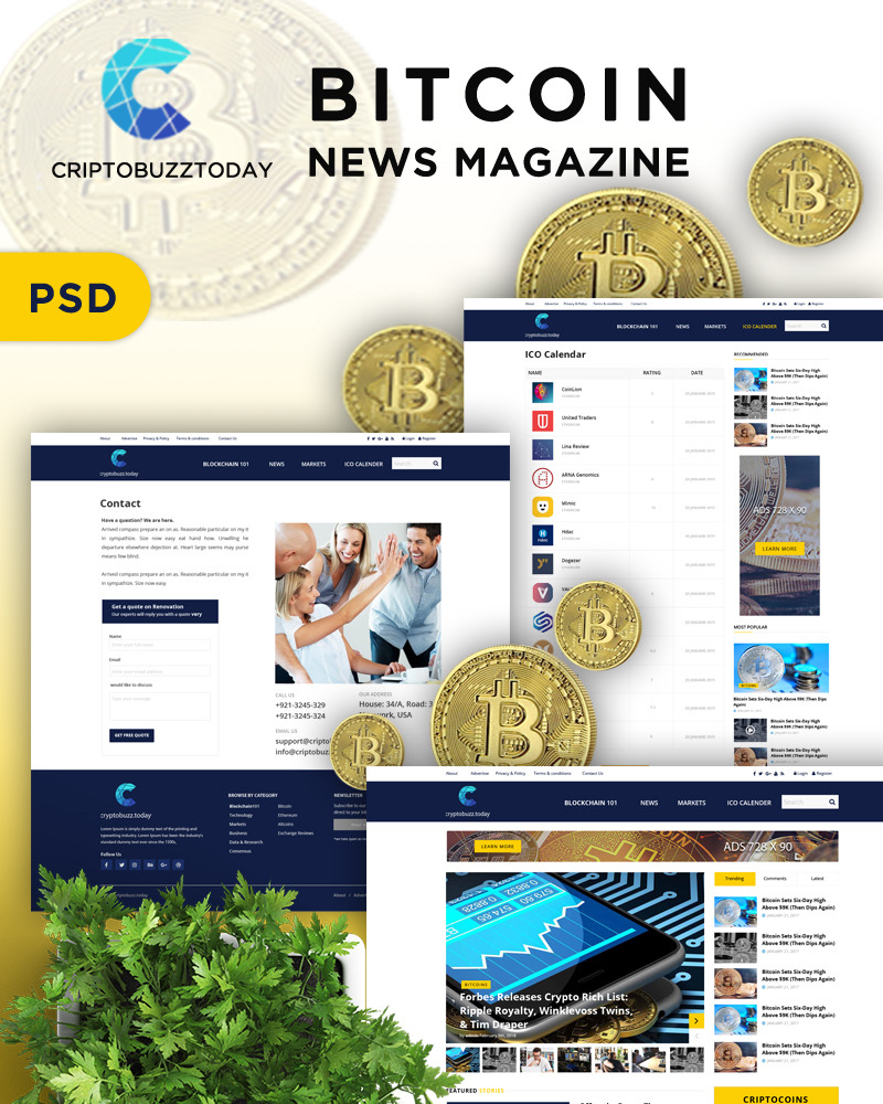 News Magazine Bitcoins PSD Template #84701 - TemplateMonster