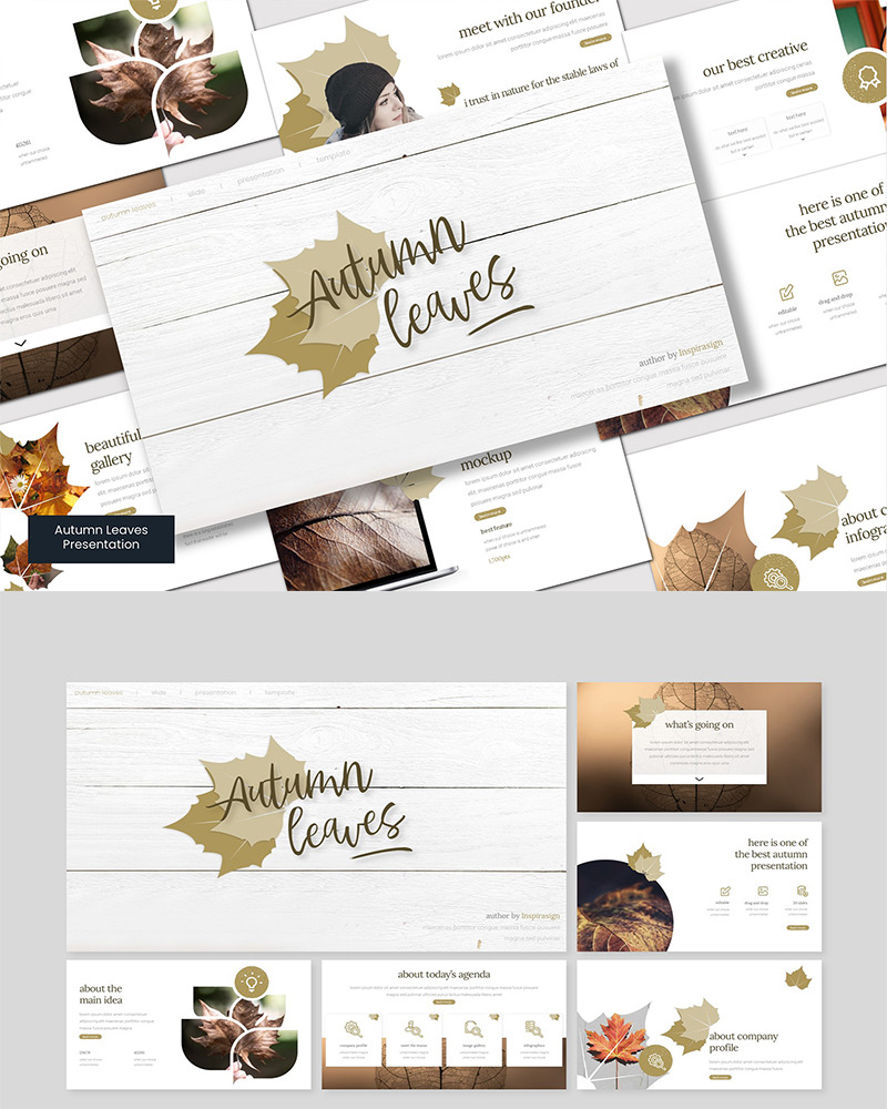 Autumn Leaves - PowerPoint template #85042 - TemplateMonster