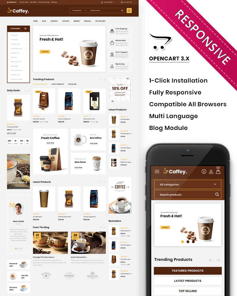 Caffey - The Mega Coffee Shop OpenCart Template