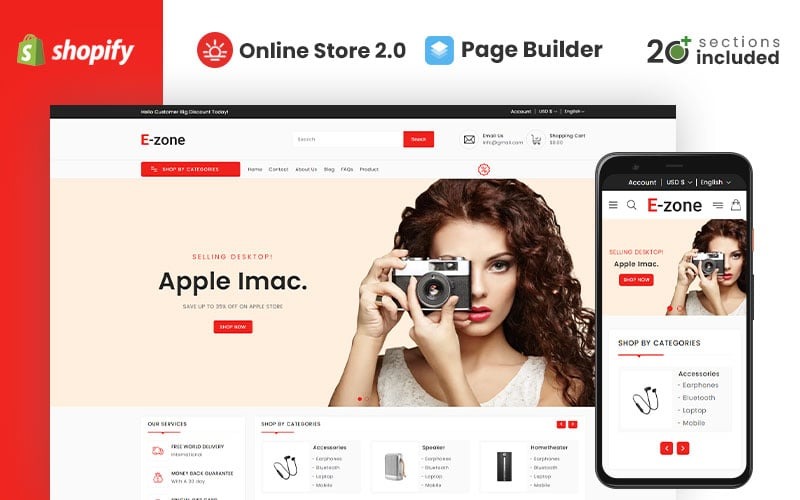 Ezone Electronics Store Shopify Theme - TemplateMonster