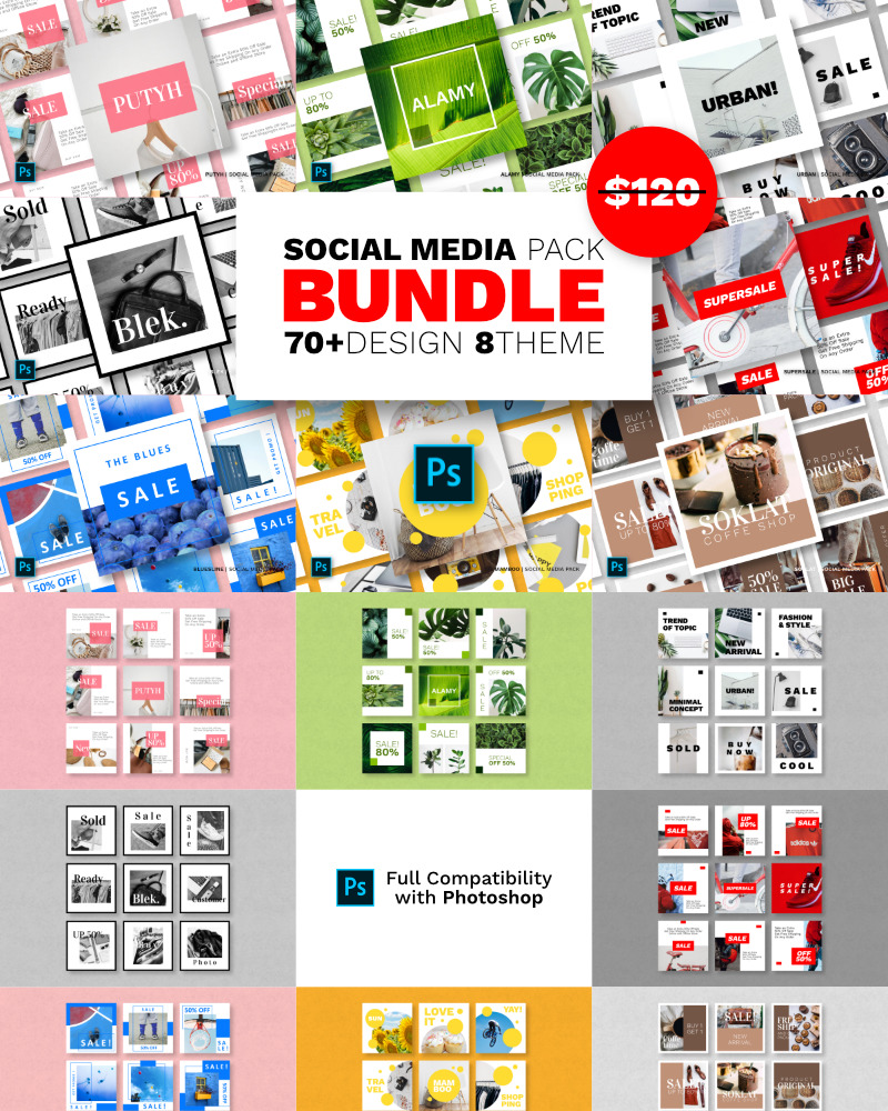 Instagram Pack Bundle Social Media Template - TemplateMonster