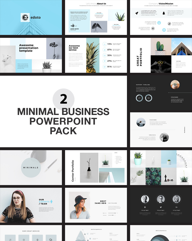 Business Minimal Presentation Pack PowerPoint template