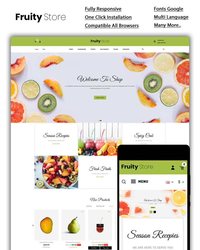 Fruity - Fruit Store OpenCart Template - TemplateMonster