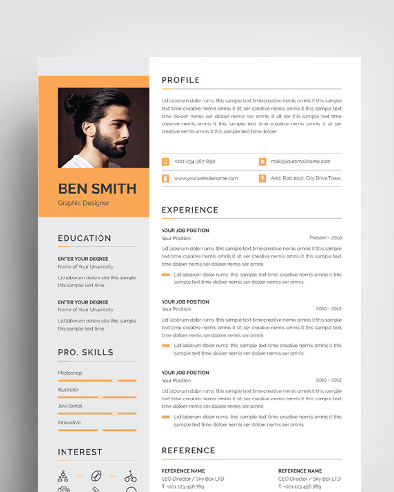 Ben Smith Resume Template #85262 - TemplateMonster