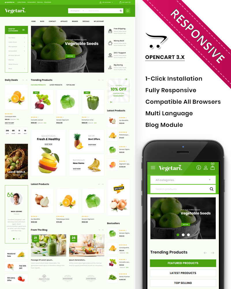 Vegetari - The Big Grocery Store OpenCart Template