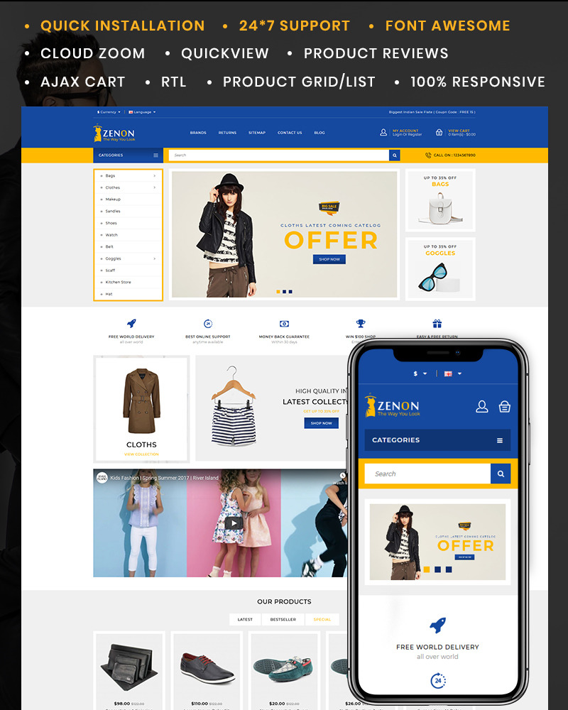 Zenon Fashion Store OpenCart Template - TemplateMonster