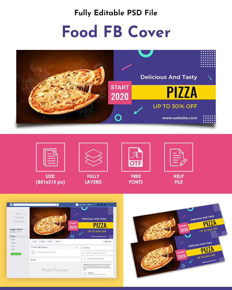 Food Facebook Cover Social Media Template - TemplateMonster