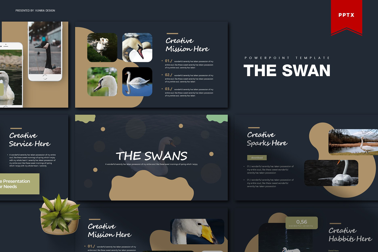 The Swan | PowerPoint template #85809 - TemplateMonster