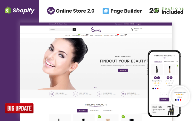 Beauty Cosmetics Store Shopify Theme - TemplateMonster