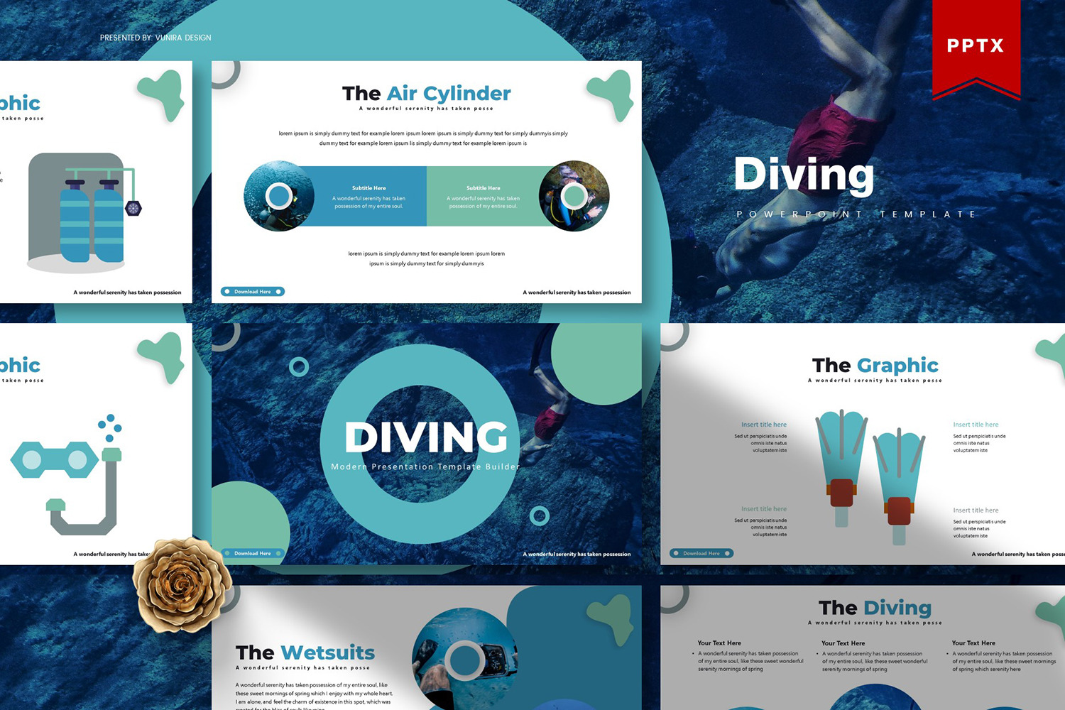 Diving | PowerPoint template #86029 - TemplateMonster