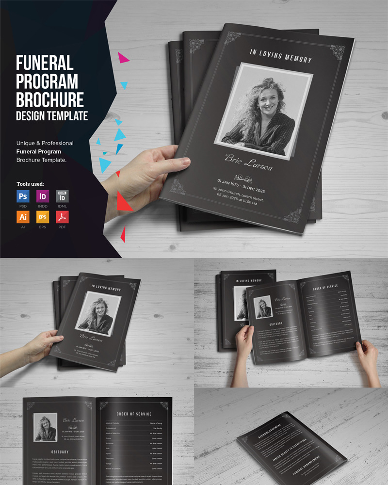 Ashfi - Funeral Program A5 Brochure - Corporate Identity Template
