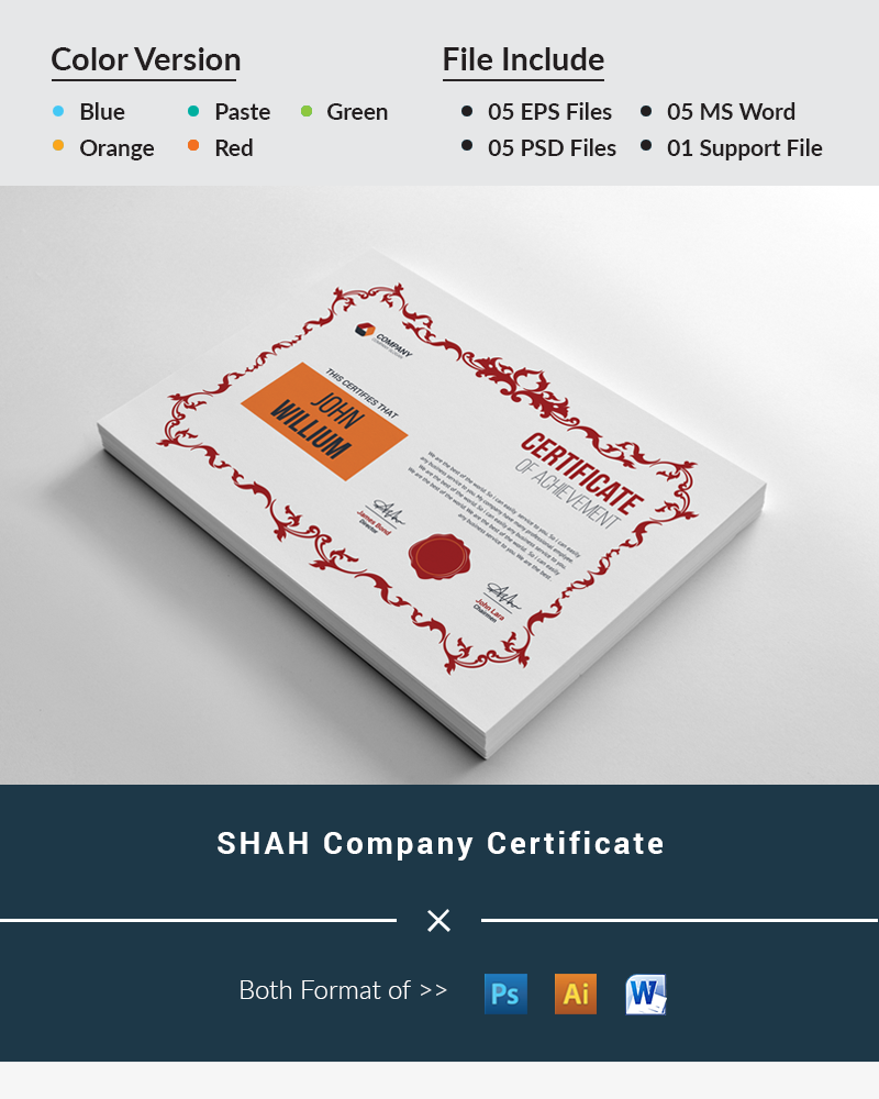 SHAH Company Certificate Template #86233 - TemplateMonster