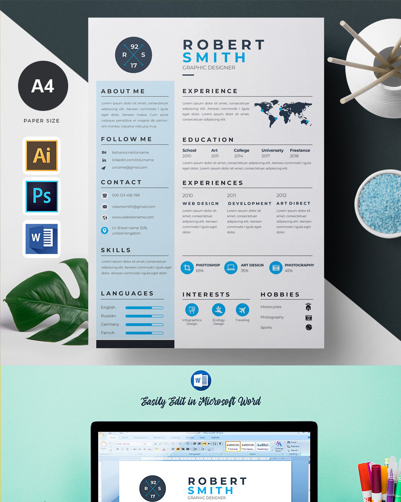 Robert Smith Modern Resume Template #86615 - TemplateMonster