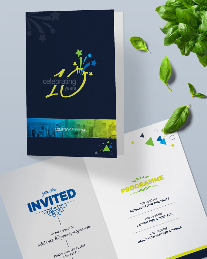 Anniversary Celebration Invitation Card Design PSD Template