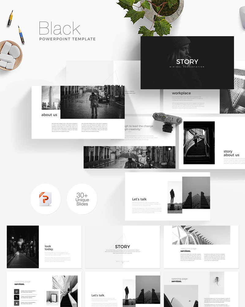 Black Presentation PowerPoint template - TemplateMonster