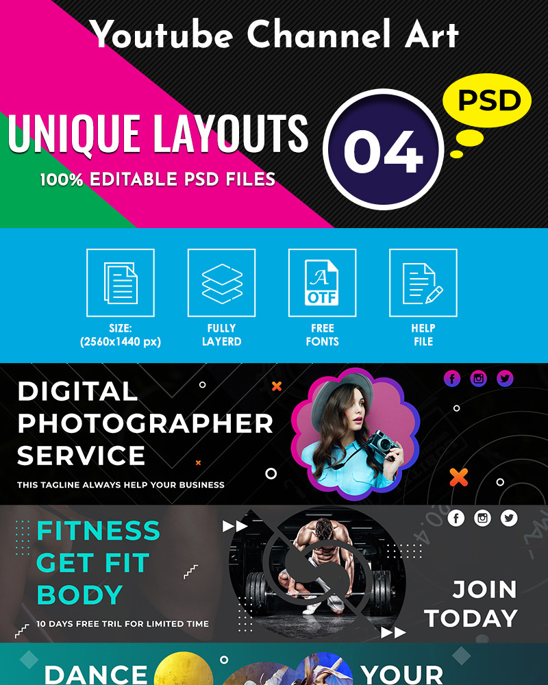 Perfect YouTube Channel Art Template for Social Media