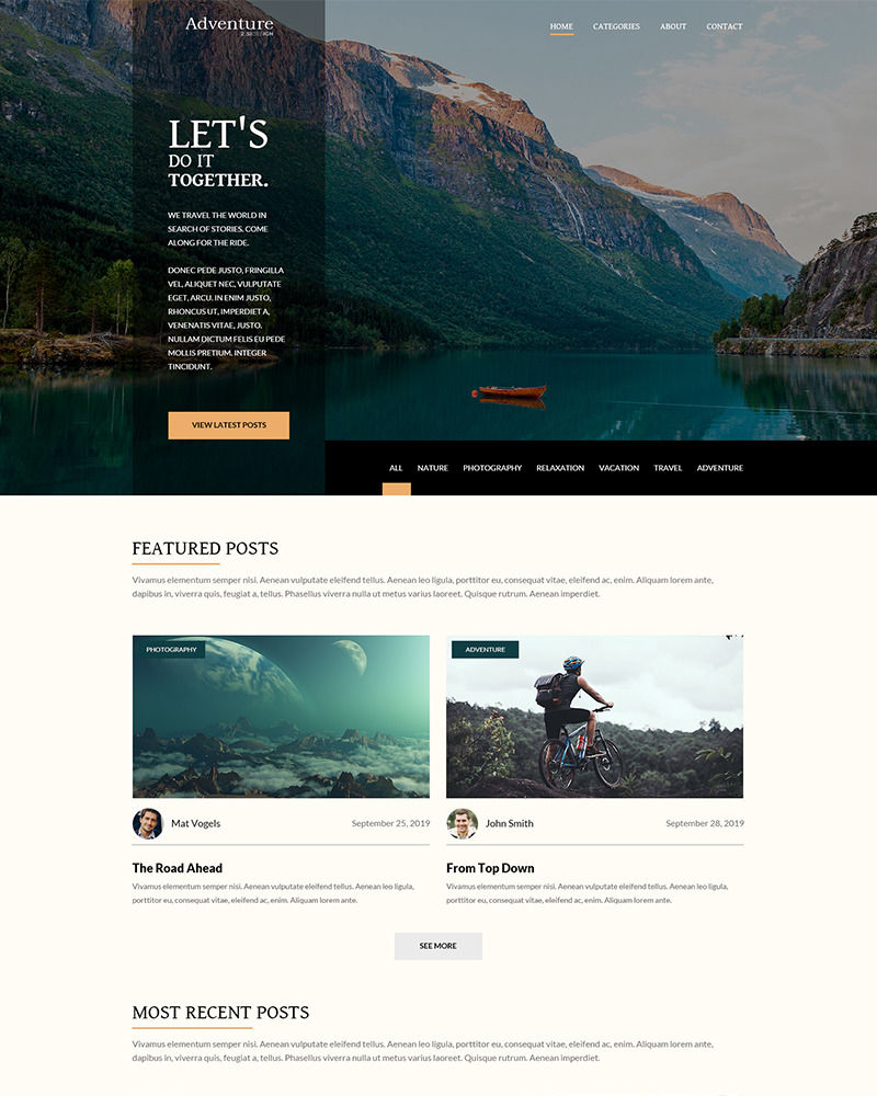 Adventure - Travel blog PSD Template - TemplateMonster