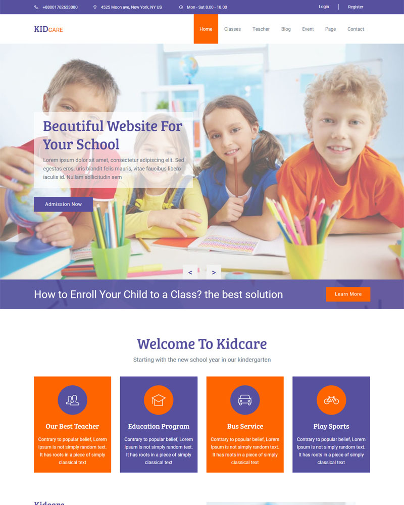 Kidcare - Kindergarten & School Muse Template