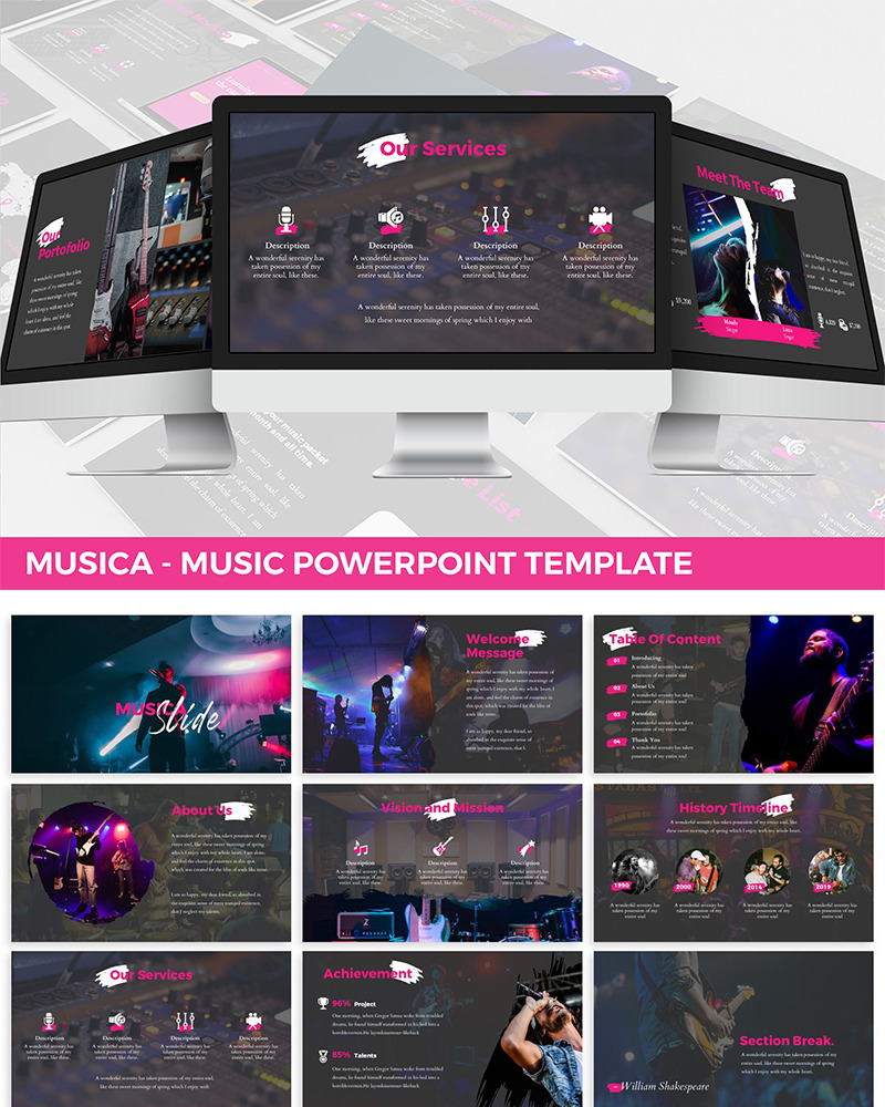 Musica - Entertainment PowerPoint template - TemplateMonster