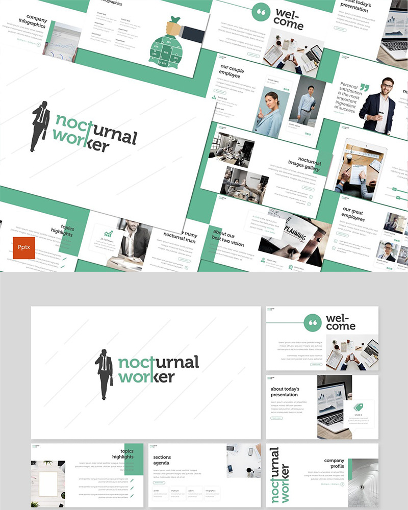 Nocturnal Worker PowerPoint template - TemplateMonster