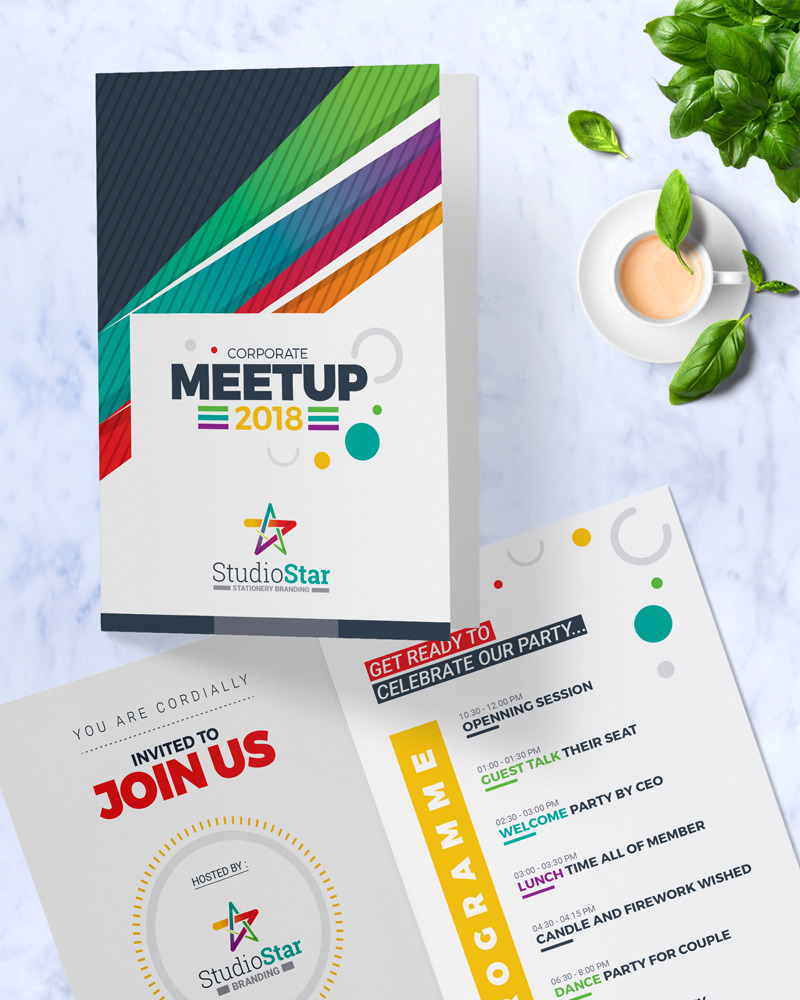 Corporate Meet-up Invitation Card Template PSD Template
