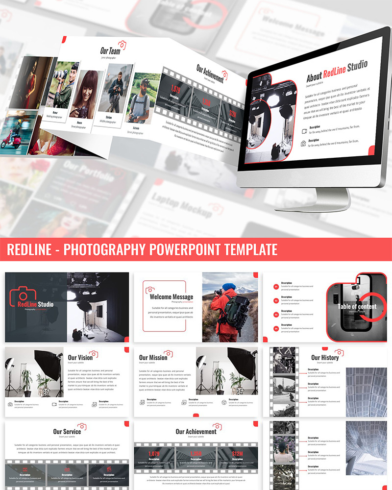 Redline - Photography PowerPoint template - TemplateMonster