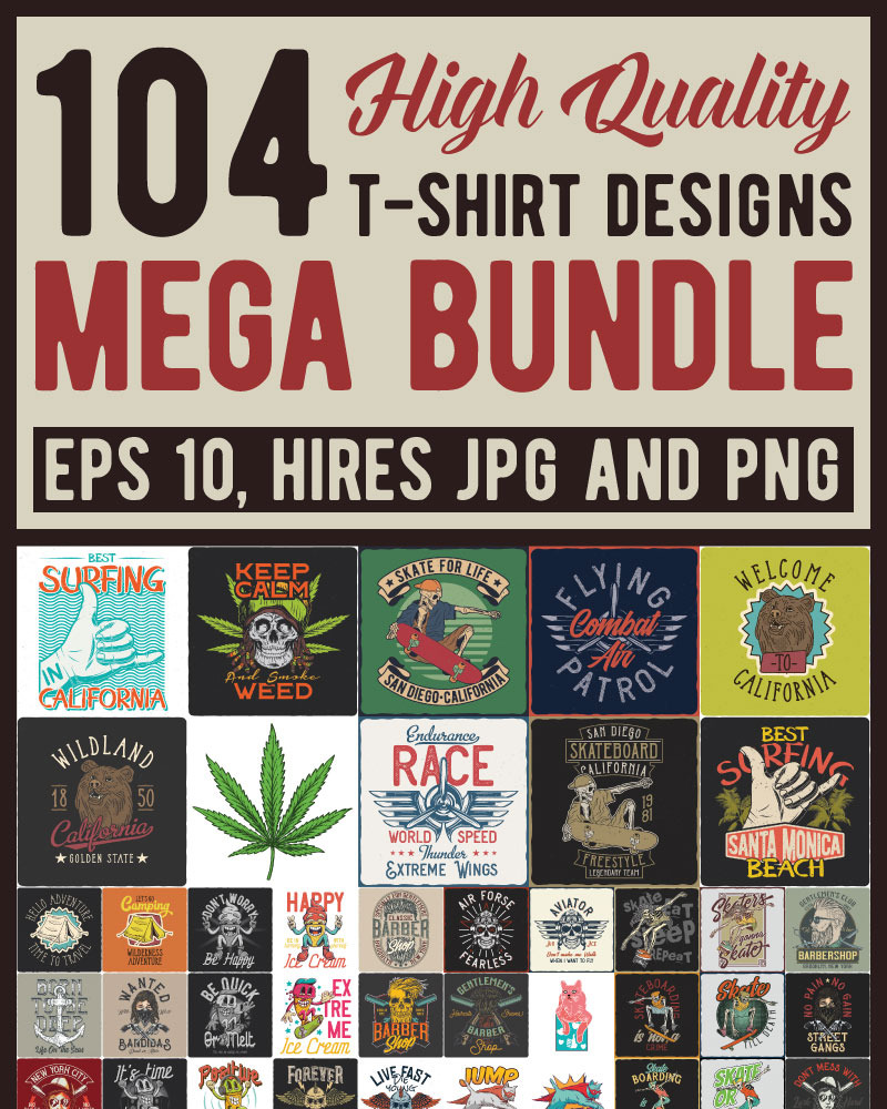 Mega Bundle - Conception de T-shirt #87439 - TemplateMonster