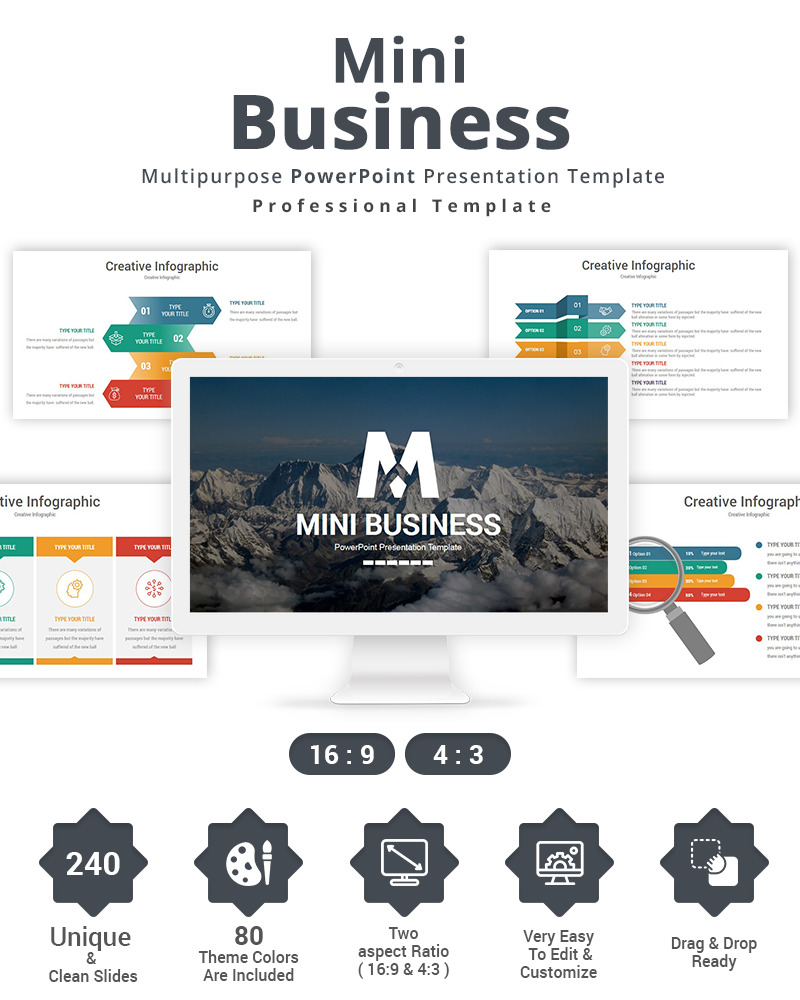 Mini Business PowerPoint template #87431 - TemplateMonster