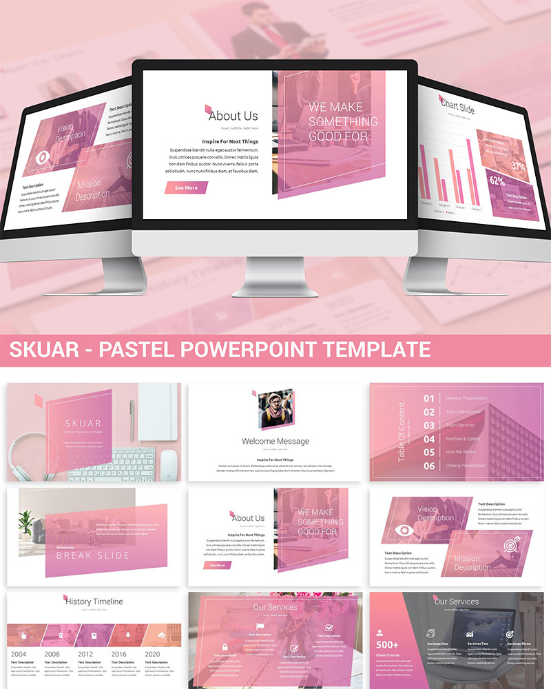 Skuar - Pastel PowerPoint template #87400 - TemplateMonster